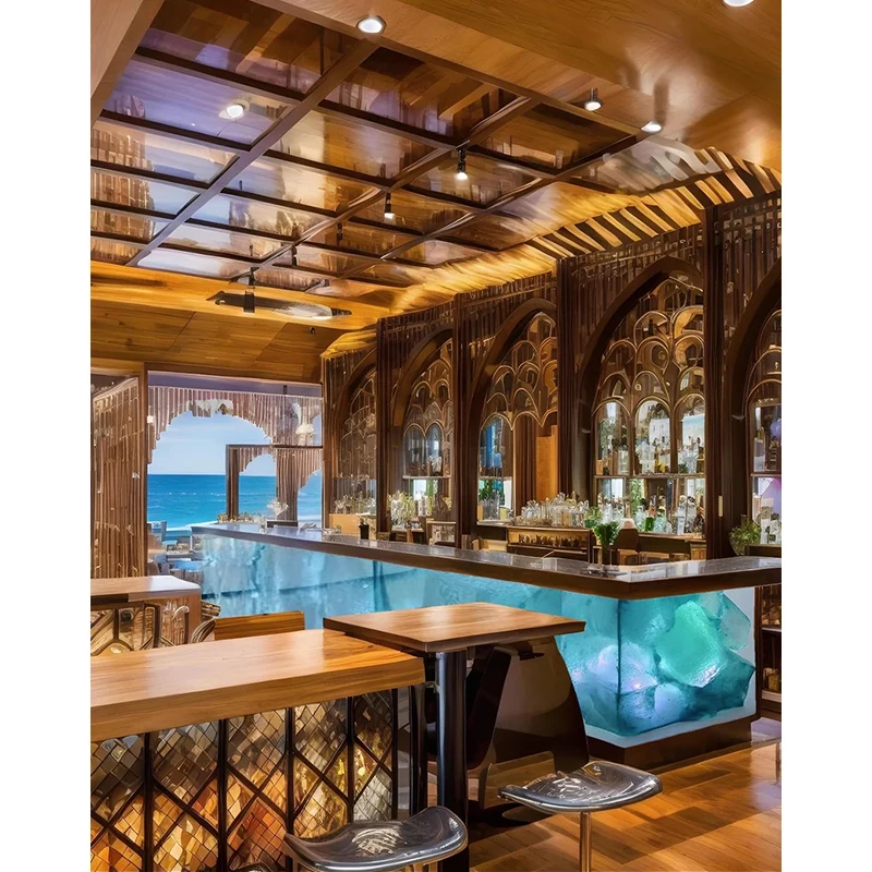 Custom Made bar Counter Design for Restaurant Wood Modern Restaurante ...