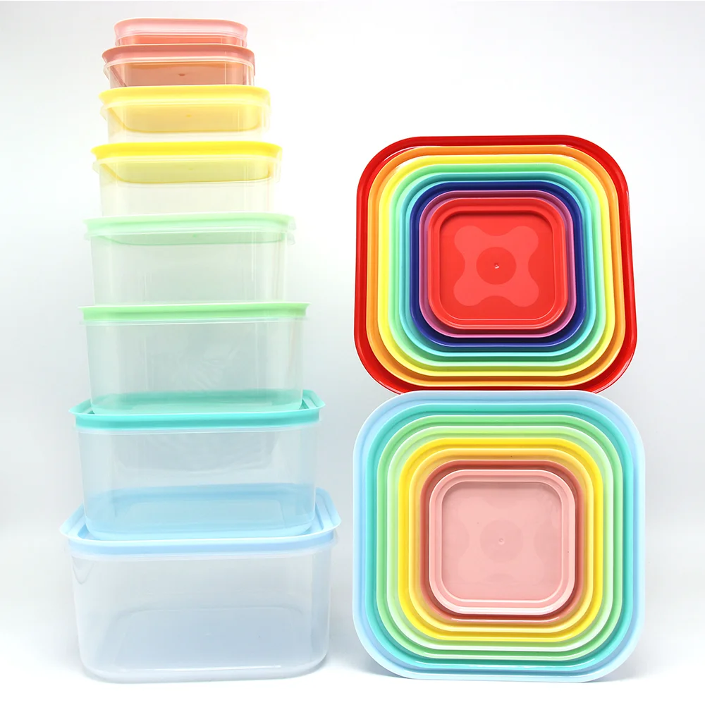 Reusable 8 pieces rainbow take away food delivery containers set ...