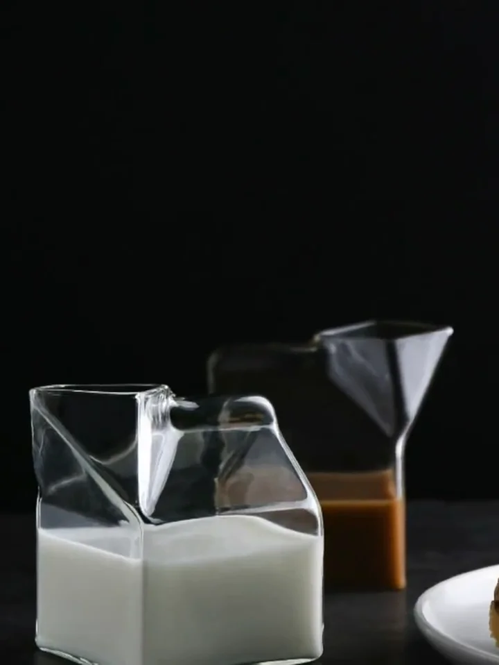 Customized Logo 350ml 12oz High Boron Glass Milk Jug Bottle Square ...