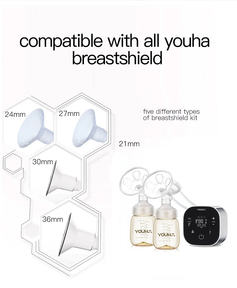 YOUHA LED Touch Screen Double Electric Breast Pump with Cool Bag Breast ...