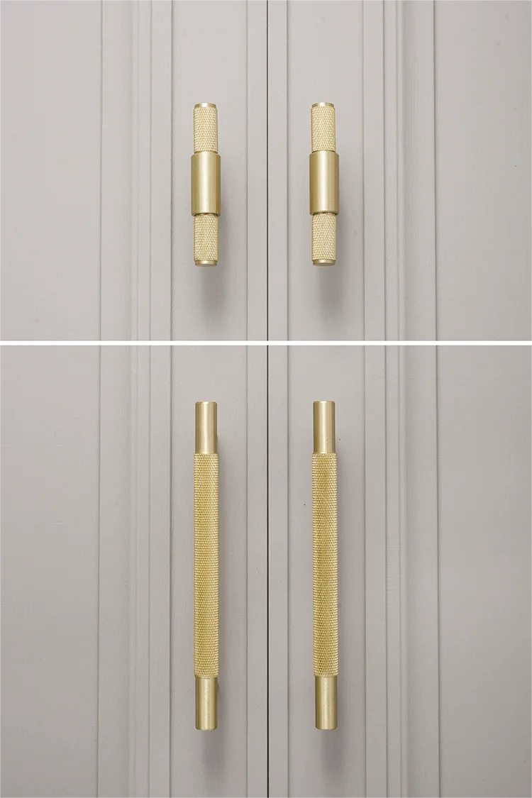 Nordic Simplicity Style Knurled Brass Handle Wardrobe Door Kitchen ...