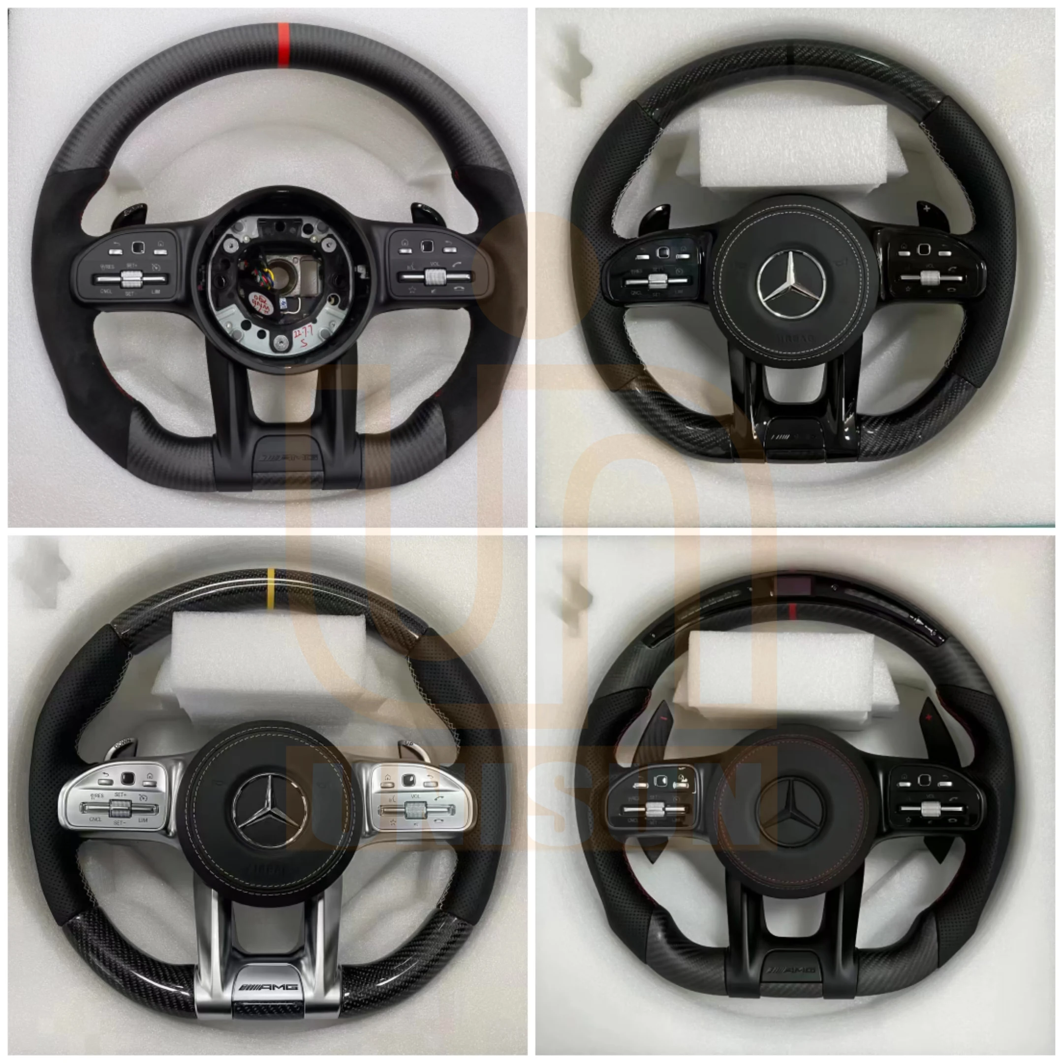 Custom AMG Carbon Fiber D-Shape Steering Wheel Mercedes-Benz E-Class ...