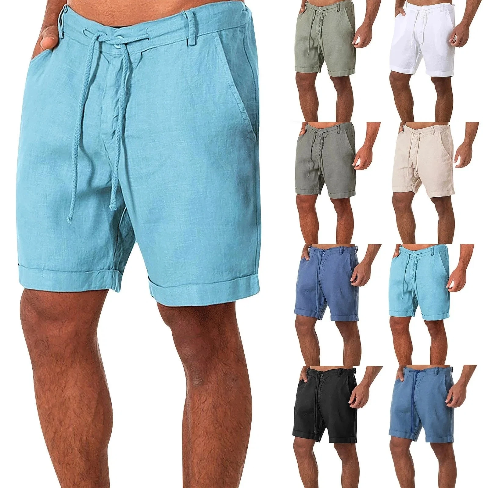 Man Shorts Casual Men Loose Beach Wear Short Trousers Pockets Solid ...