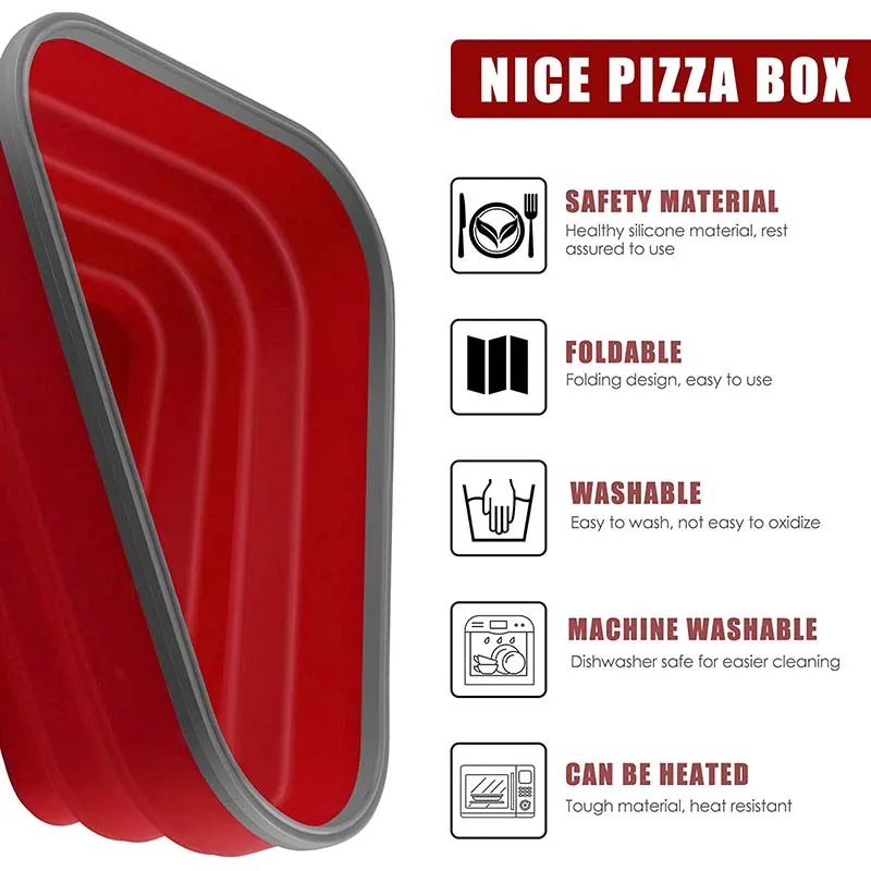 5 Tray Folding Reusable Pizza Slice Storage Container Silicone Pizza ...