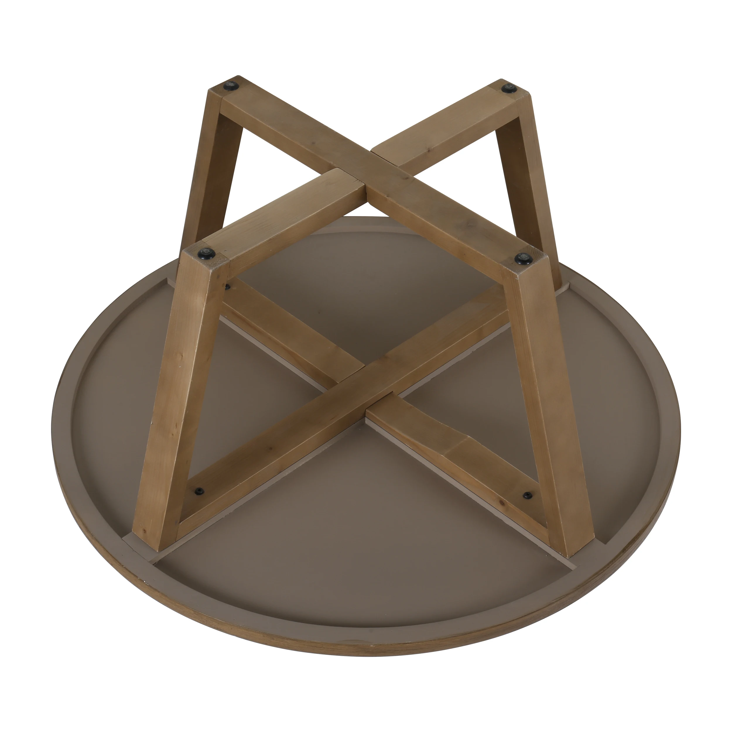 Simple Style Light Brown Paulownia Wood Round Table Top Wooden End ...