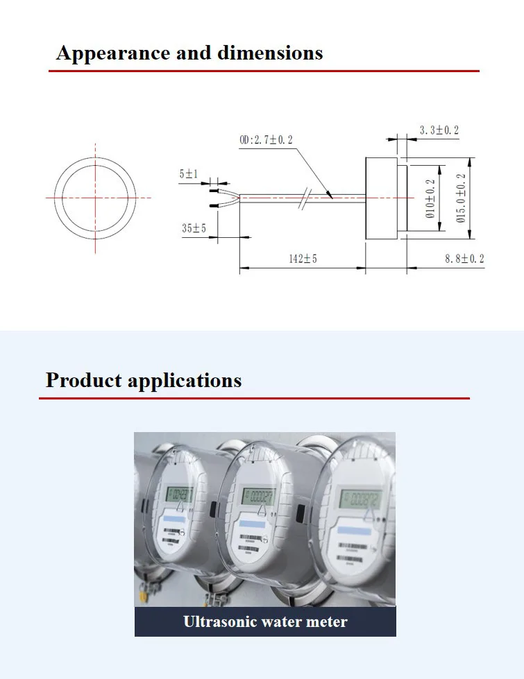 2mhz Piezoelectric Flow Sensor Piezoelectric Flow Transducer For Water ...