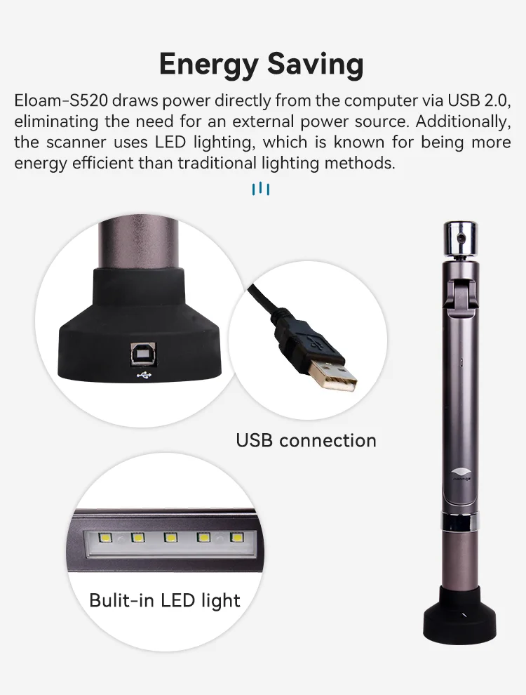 Eloam S520R A4 Dual Lens 5MP Face Scan Document Scanner Gray USB 2.0 ...