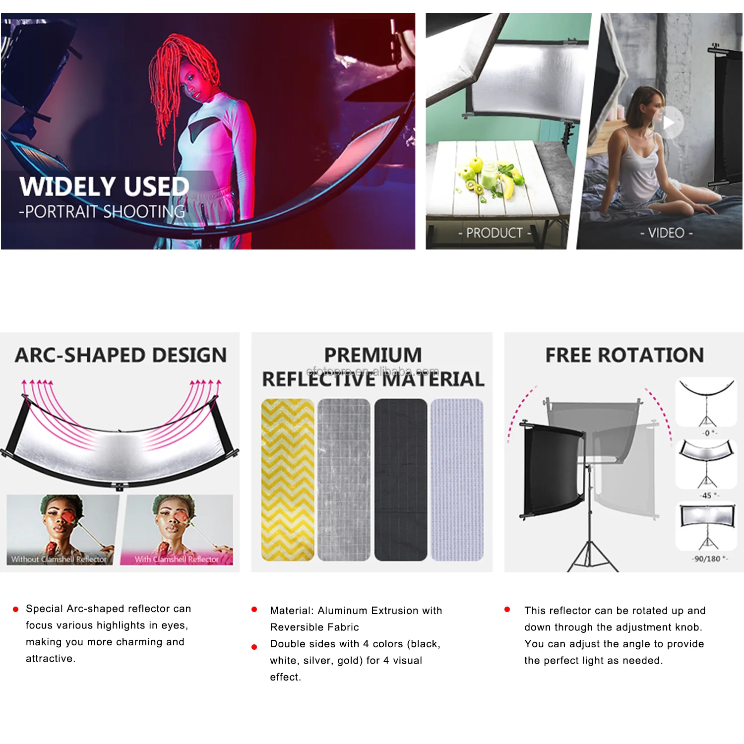 U-shaped Curved Surface Photography Reflector - Magicline