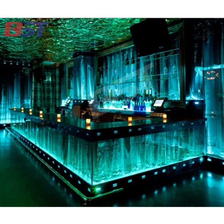 Fancy Restaurant bar Counter Design Cocktail bar Counter with LED Light ...