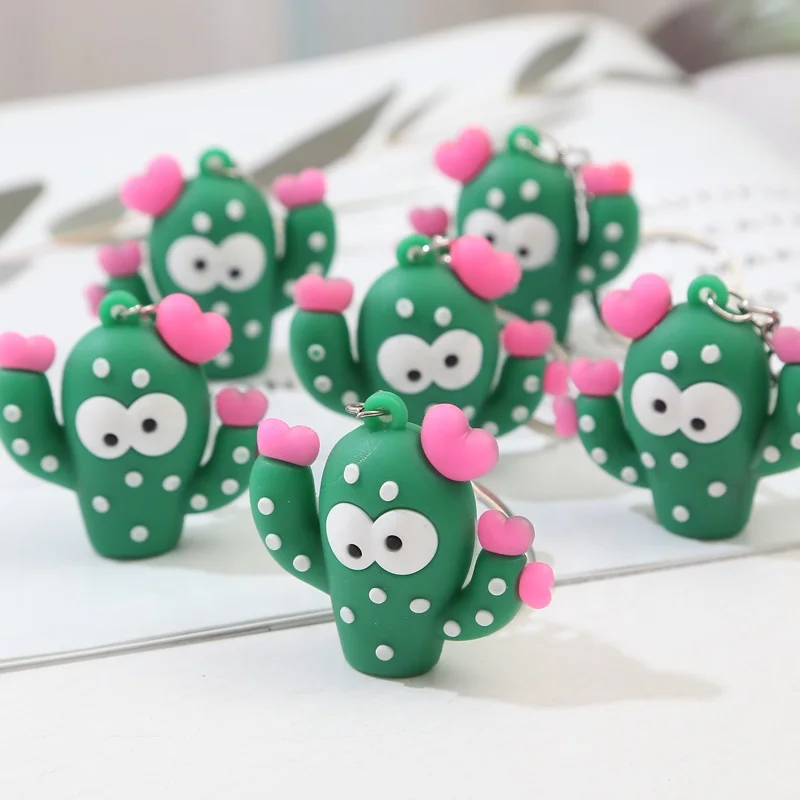 Fashion Cute Cactus Silicone Keychain Creative Personalized Keychain ...