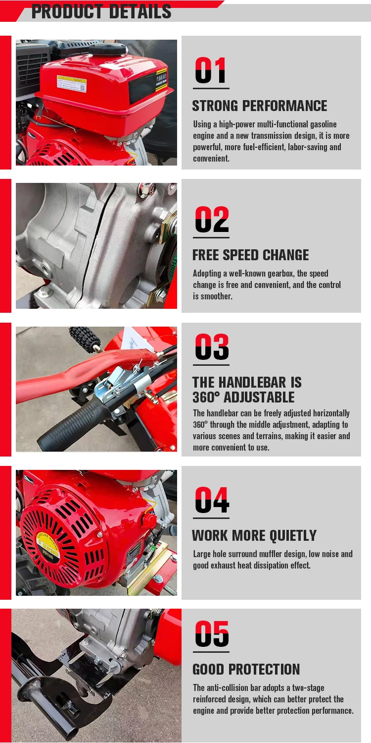 7hp 15hp Power Tiller Diesel Engine Walking Tractor Agriculture 4 Wheel ...