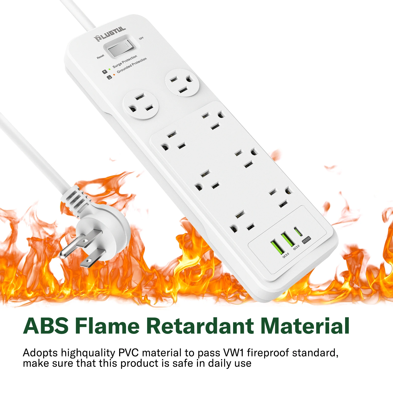 Us Multi Plug Desktop Surge Protector 8 Outlets Power Strip Desk Mount ...