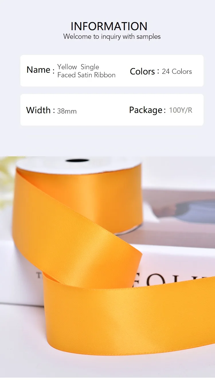 Factory Wholesale Gift Stocked 100% Polyester 38 mm Single Face Satin ...