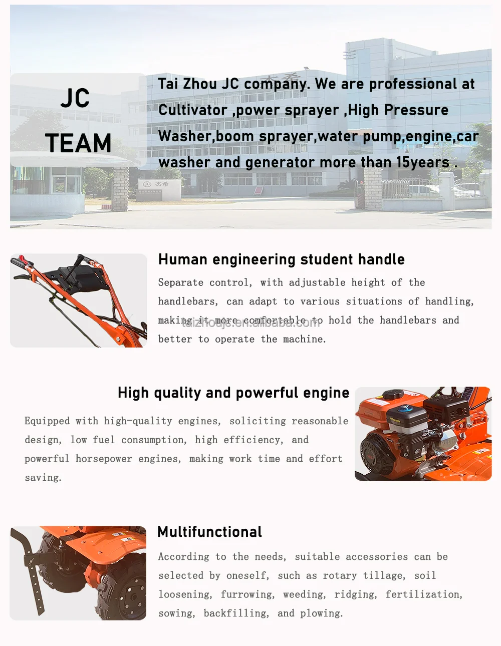 Taizhou Jc Gasoline Engine Cultivators Agricultural Weeder 7hp Tiller ...