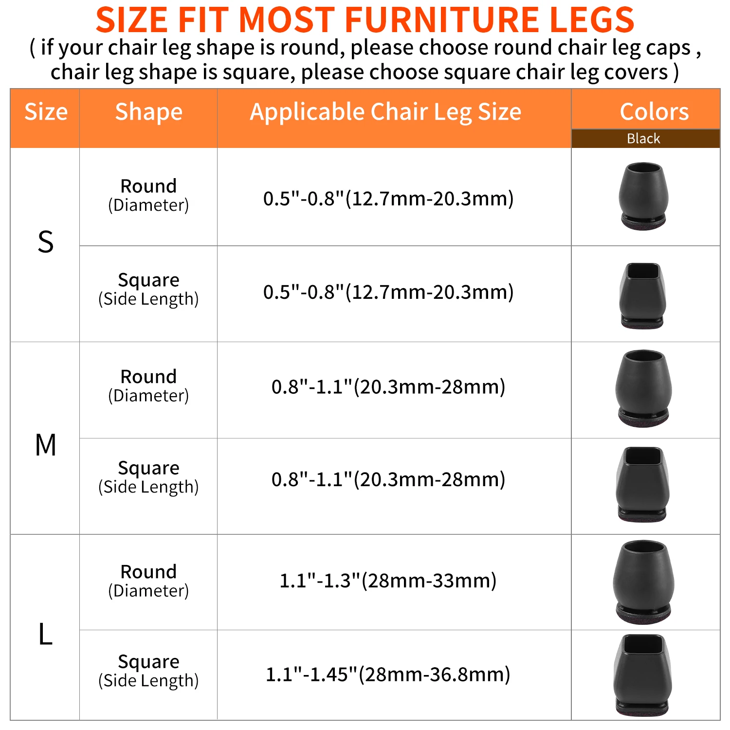 Universal Big Foot Transparent Chair Leg Silicone Protectors