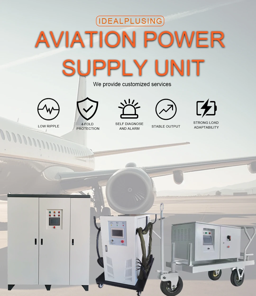 Adjustable 28v Aircraft Ground Power Unit 90kva for Training