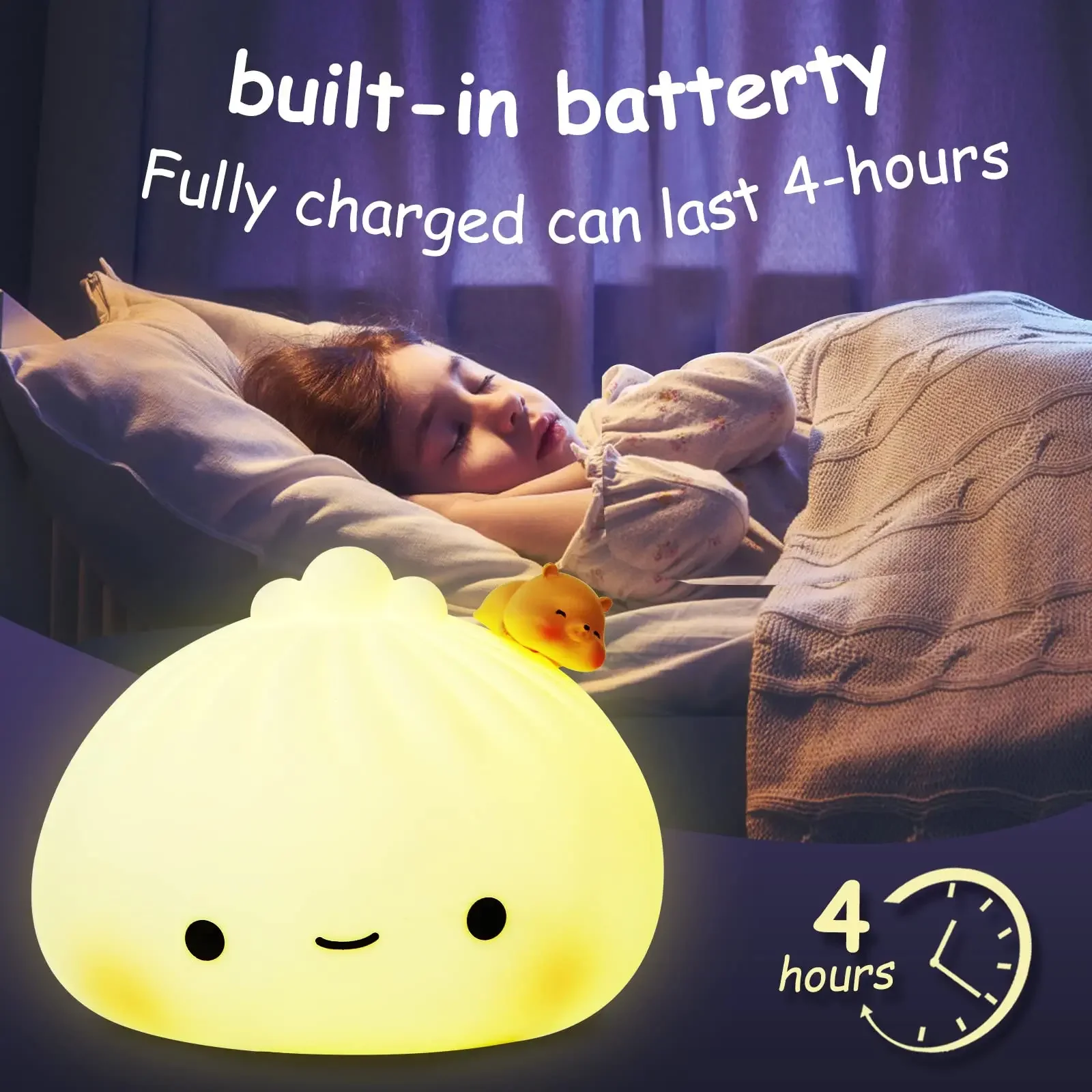 2023 HOT 3D Cute LED Night Lamp Bun Shape Dumpling Shape for Bedroom ...