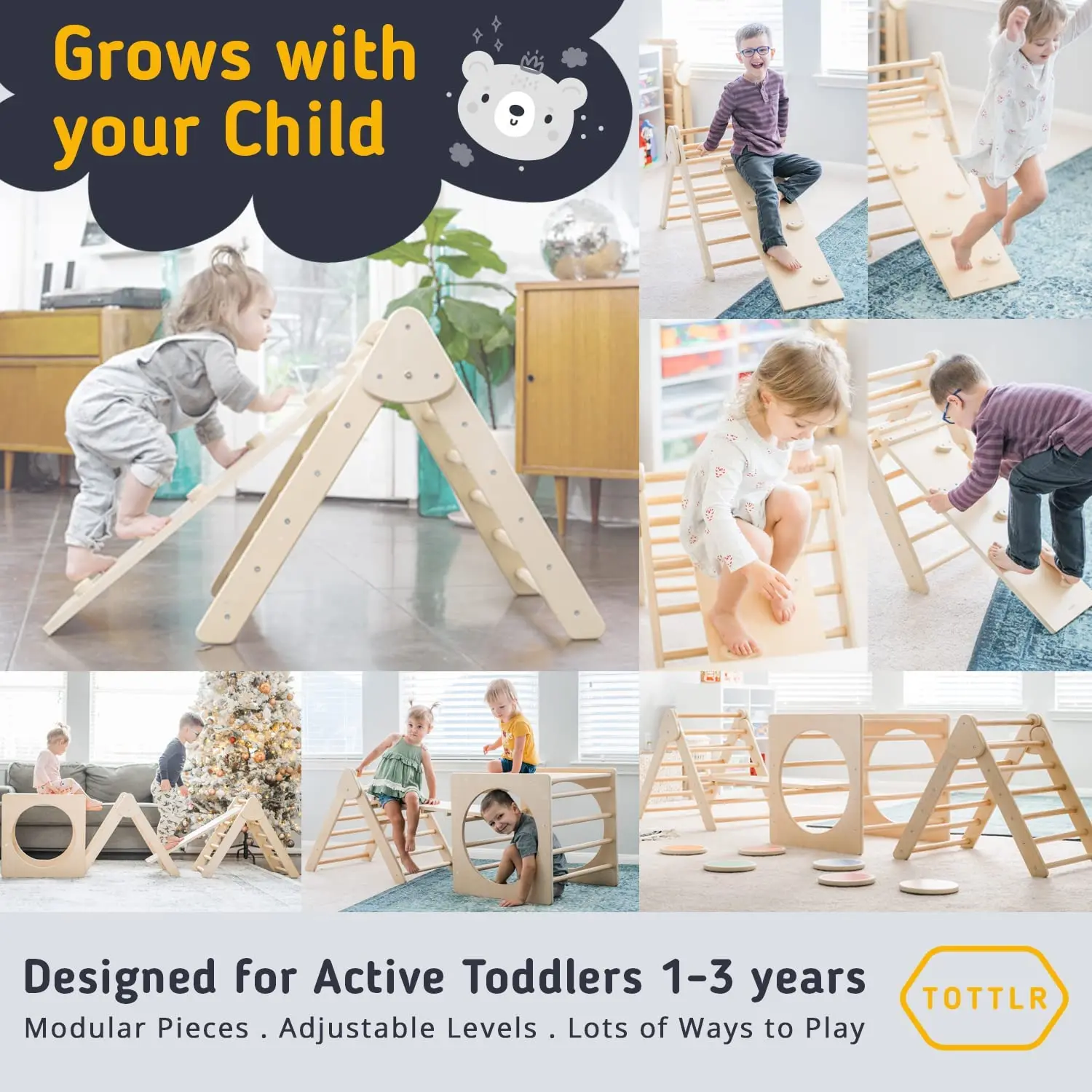 Lm Kids Wooden Climbing Piklers Arch Montessori Toddler Climbing Gym ...