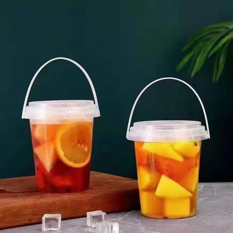 Portable 1000ml Transparent Plastic Pp Boba Fruit Bubble Tea Buckets ...