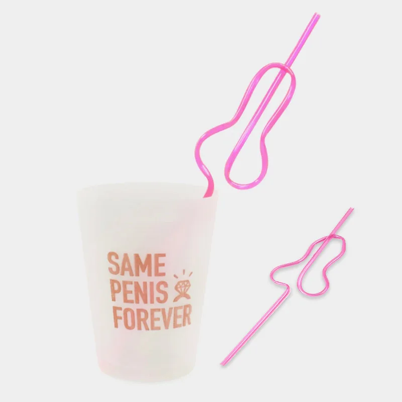 10 Piece Set of Straw Bachelor Party Favored Bride Straws
