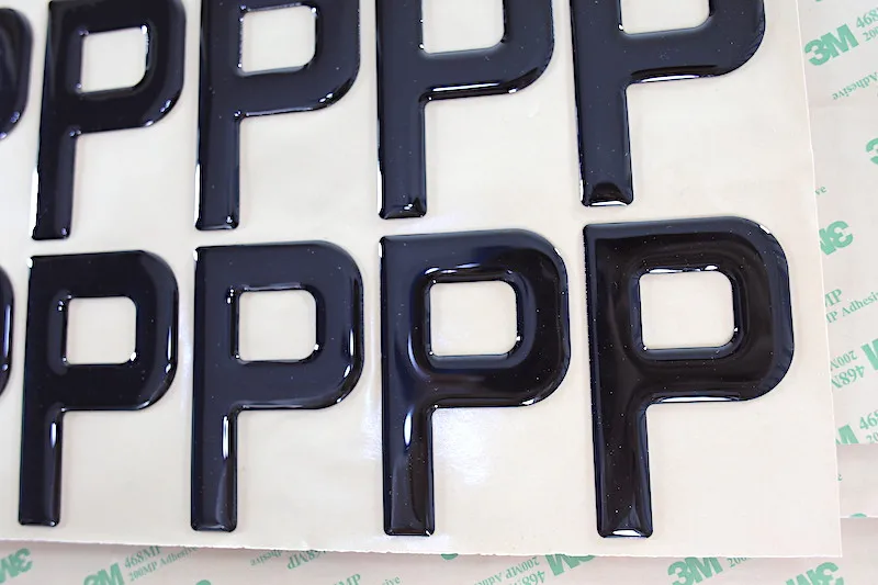Custom 3D Epoxy Gel Letter Number Plate with 3M 468 Tape