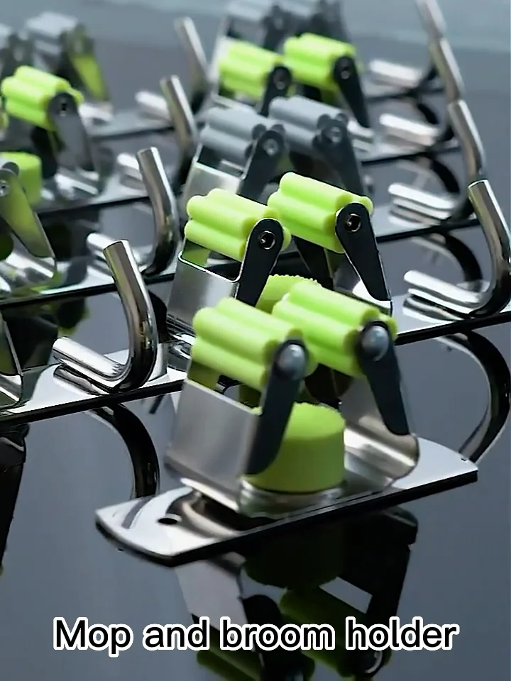 Multifunctional Wall Mounted Punch Free Single Mop Clips Rack Bathroom ...