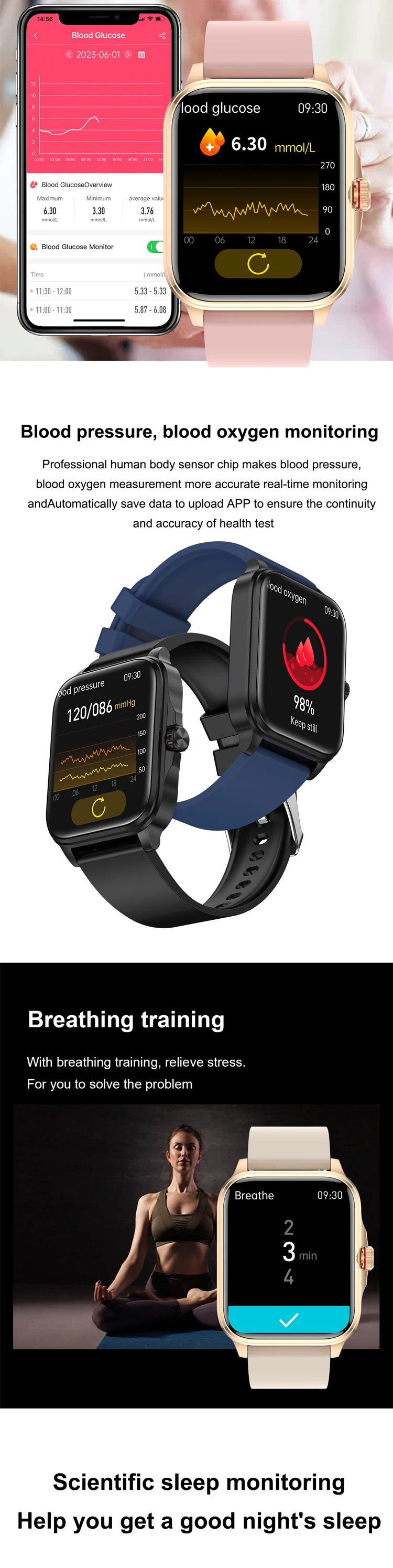 T90 Smart Watch Sos Body Temperature Blood Oxygen Health Watch Cheap ...