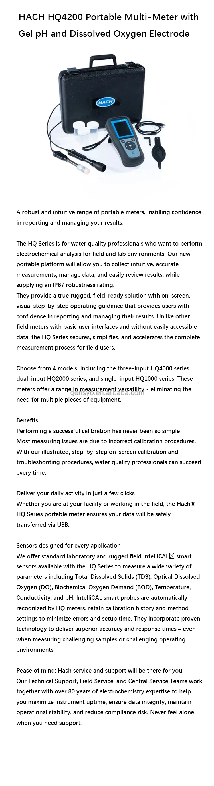 Hach Hq4200 Portable Multi-meter With Gel Ph And Dissolved Oxygen Electrode - Buy Hach Hq4200 ...