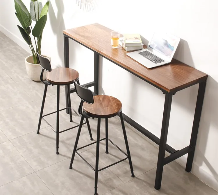 Loft Style Restaurant Wooden Dining Table Metal Legs Home Coffee Walnut ...