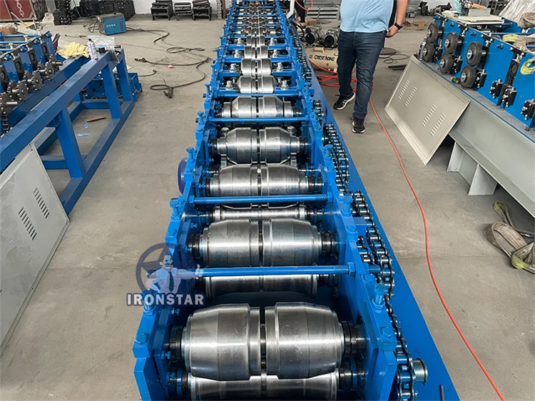 IRONSTAR Hole Punching Metal Shutter Door Roll Forming Machine in China