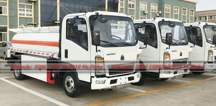 Mongolia Howo 5000 Liters Fuel Trucks 5m3 Oil Diesel Tanker Refuelling ...