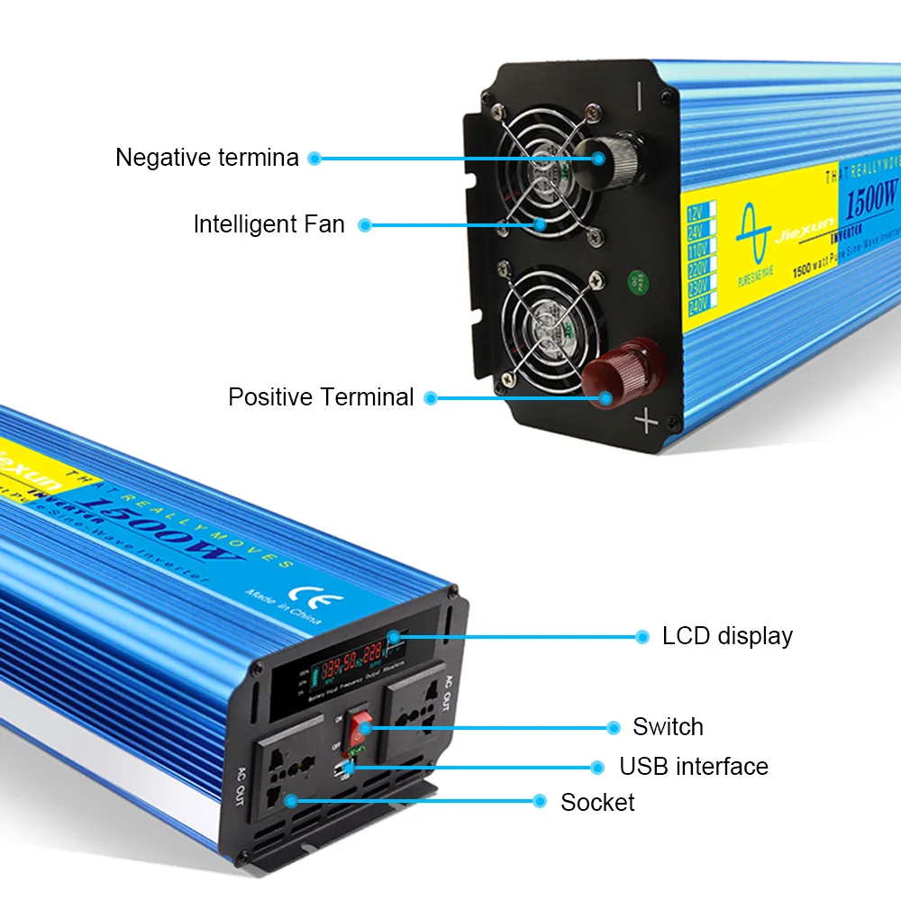 2024 120v Ac To 12v Dc 1500w 24v To 110v Electric High Power Inverter ...