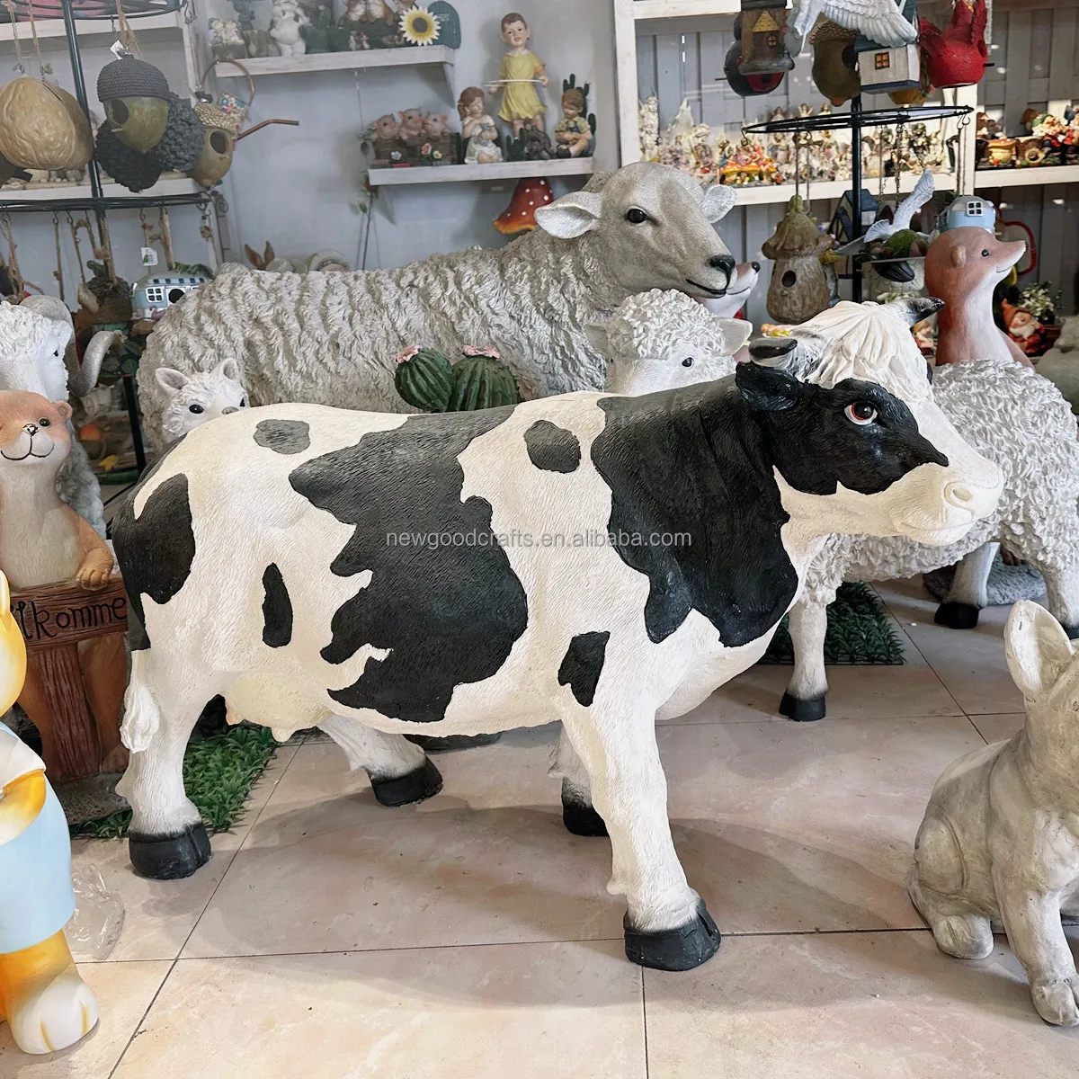 Large Life-size Sheep Statue Standing Polyresin Garden Ornament Eco ...