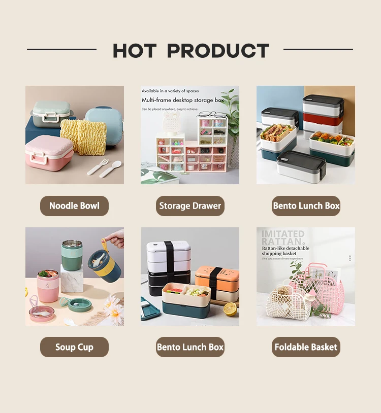 School Kids Stackable Food Storage Container Portable Plastic Bento ...