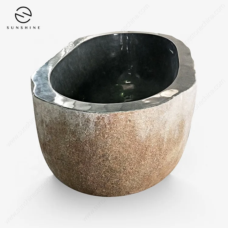 River Stone Big Classic Bathtub Freestanding Stone Outdoor In Oval ...