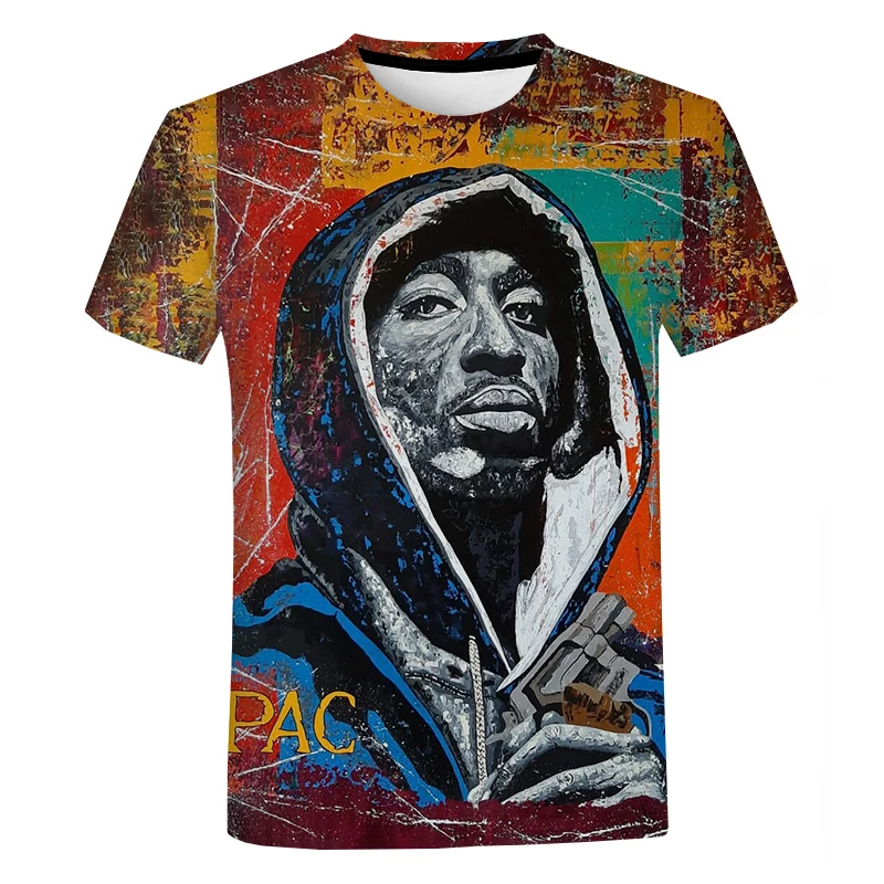 Rapper Tupac 2pac 3D Printed Shirt for Men Hip Hop T-shirt