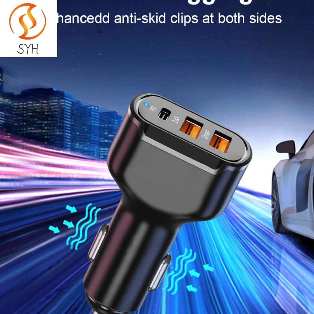 SYH Universal 30W 3 Ports PD+2.4A Dual USB Fast Charging Car Charger ...