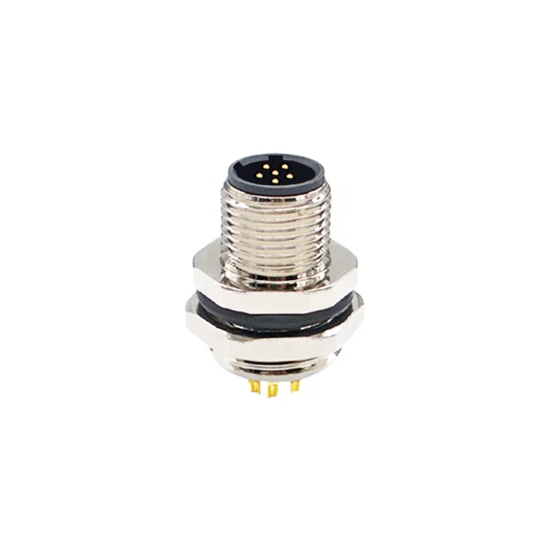 Pcb connector rear lock male m12 c code 6pins m16 thread waterproof may ...