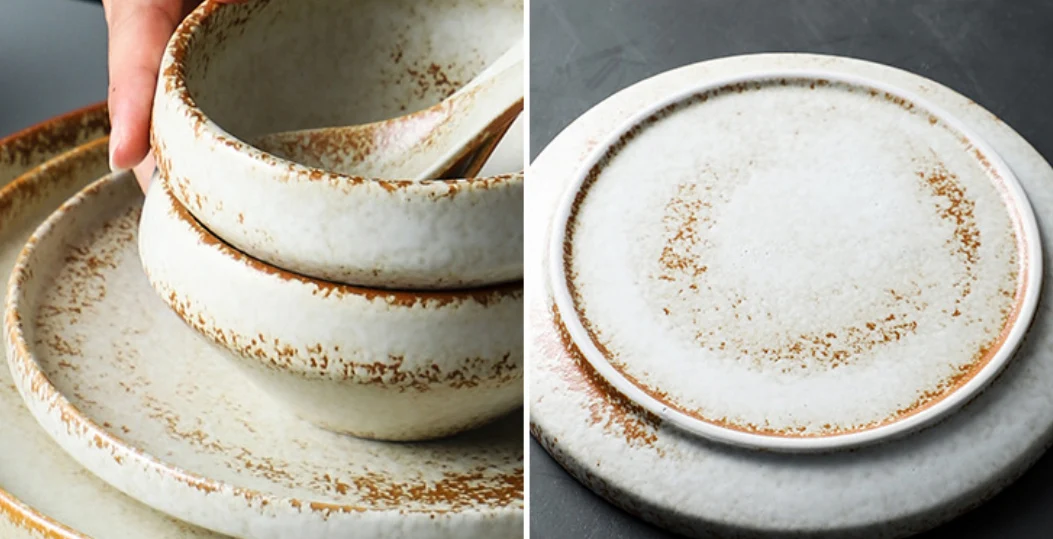 Wholesale Retro Milky White Ceramic Dinner Ware Set for Restaurant ...