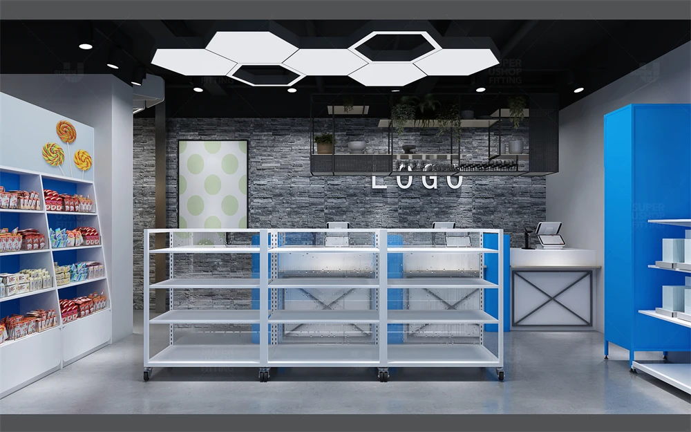 Customized Retail Store Shelves Double-sided Supermarket Shelf Gondola ...