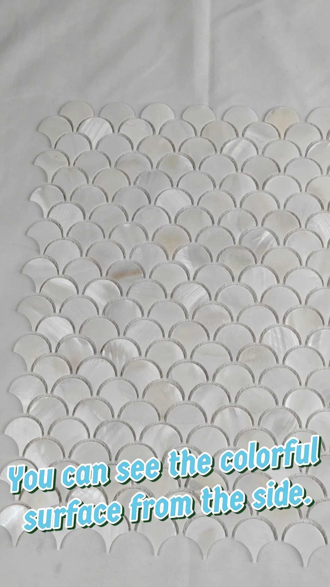 Guci Backsplash Shell Mosaic Fish Scale Fan Shape Mother Of Pearl White ...