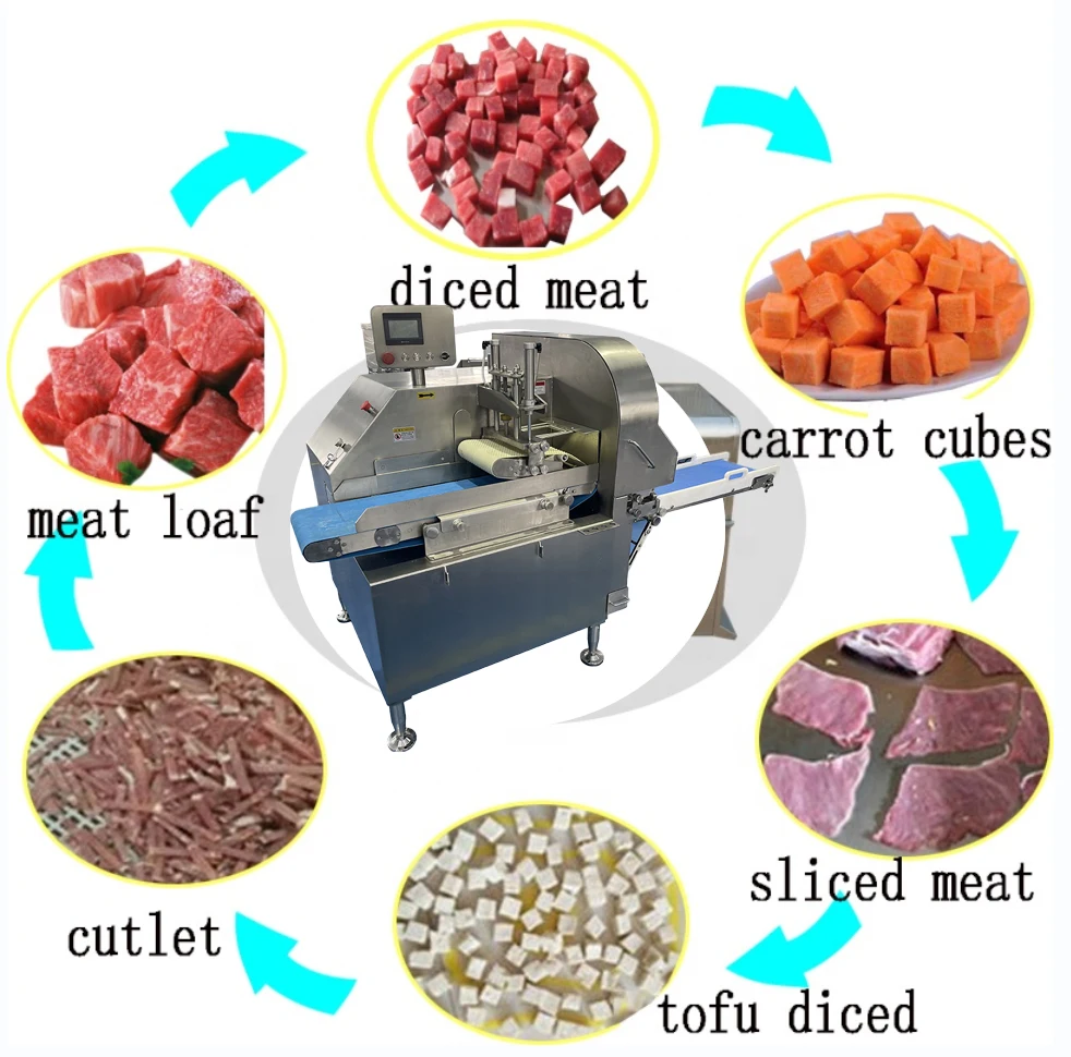 Two Dimensional Dicing Machine Frozen Beef Pork Lamb Sausage Cheese ...