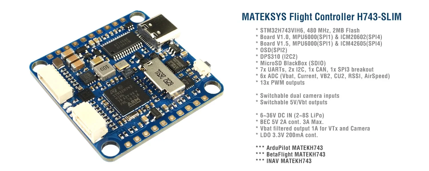 Mateksys MATEK H743-SLIM V3 Flight Controller for FPV With MPU6000 IMU ...