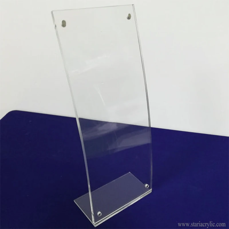 Free Standing Curved Acrylic Tall Sign Holder Clear Acrylic L Shaped ...