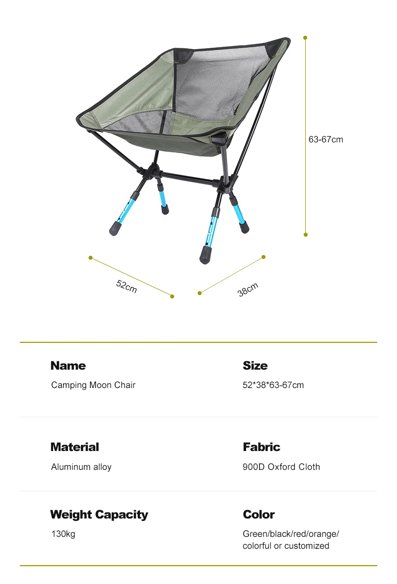 Height Adjustable Hiking Chair Retractable Portable Chair High Bearing ...