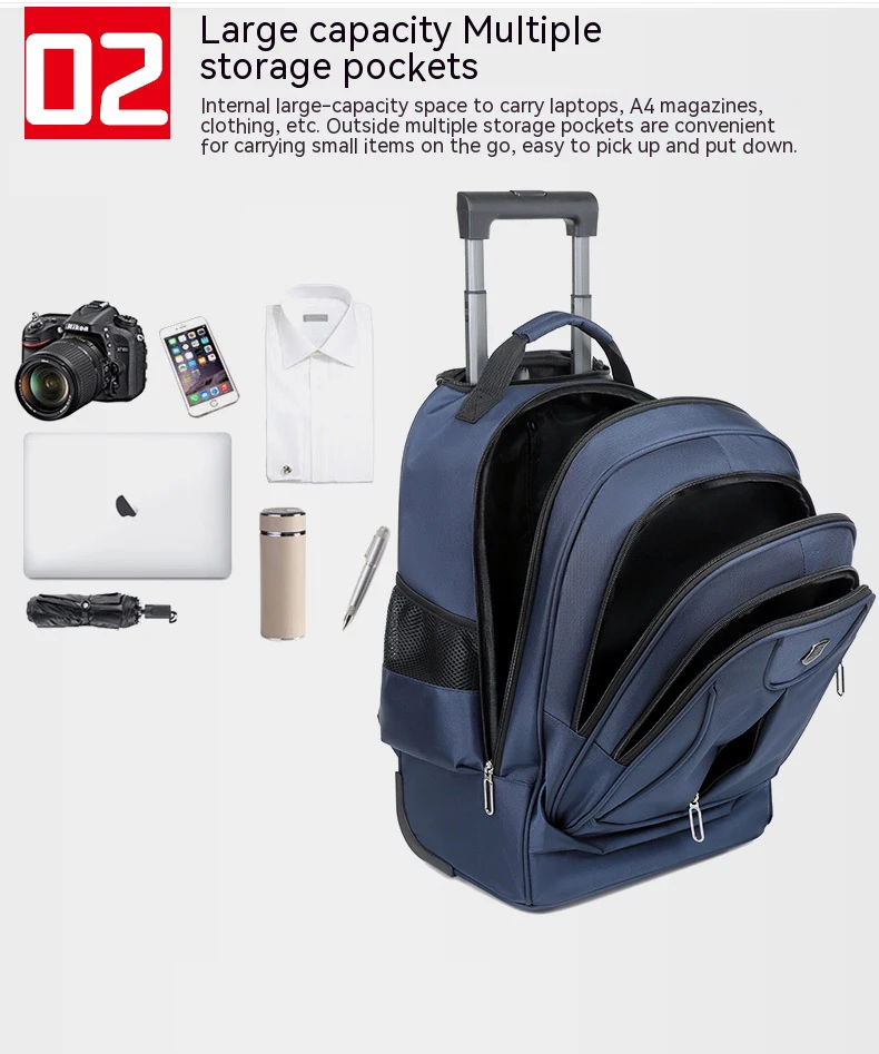 Custom Logo Rolling Trolley Laptop Backpacks Waterproof Business ...