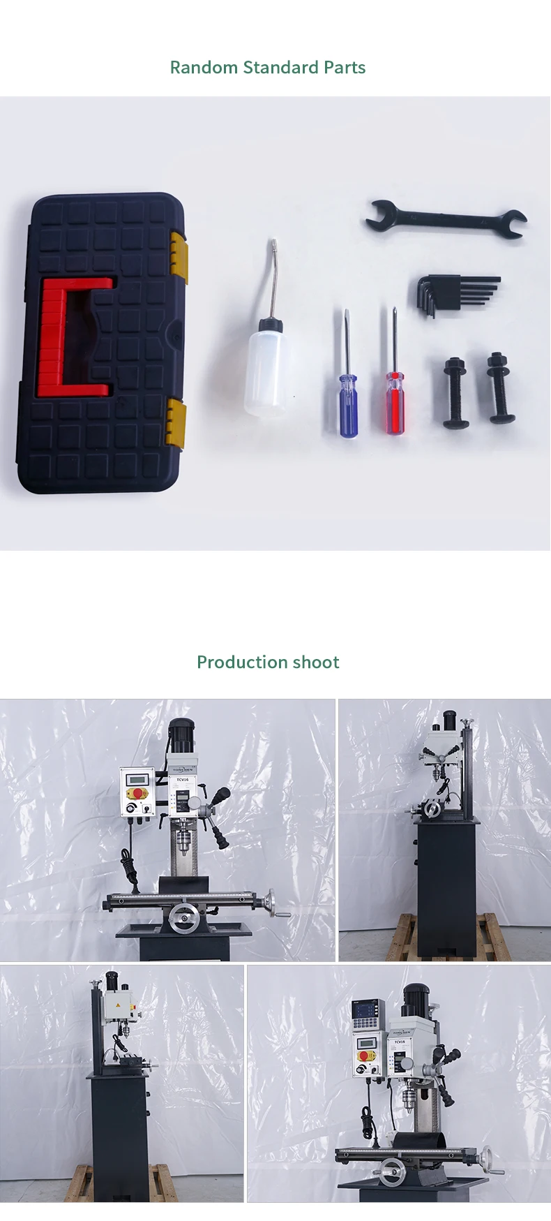 TCV-16 Vertical Milling Machine Mini Manual Metal Milling Drilling ...