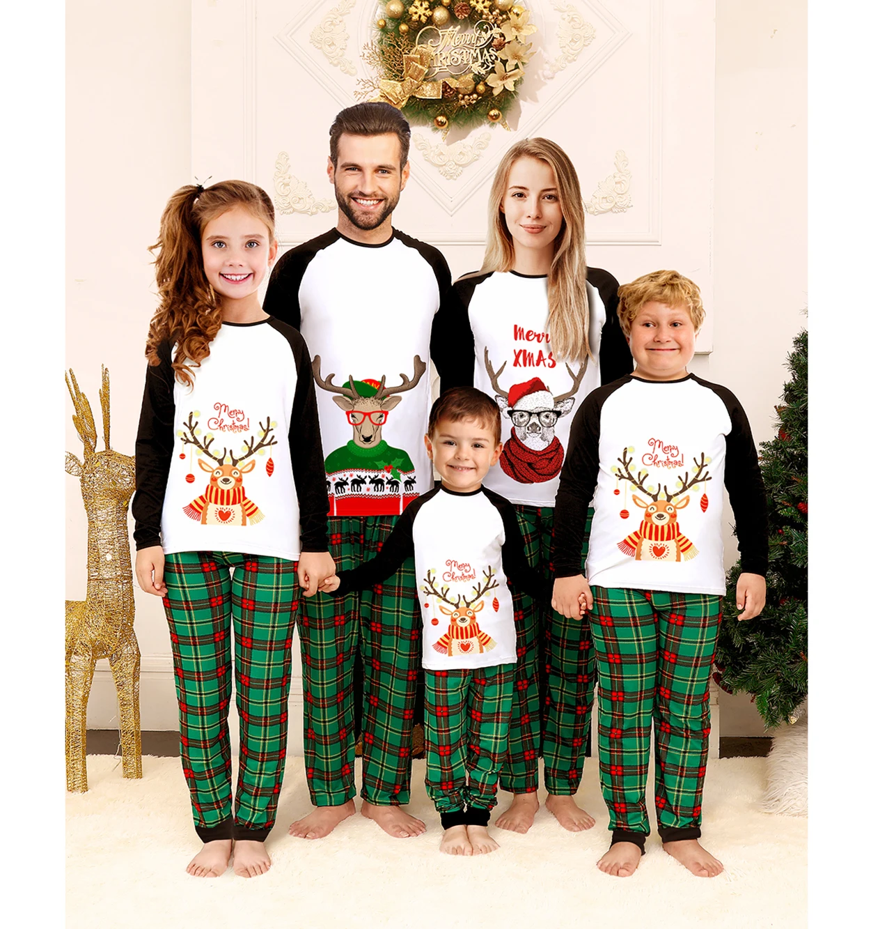 New Elk Cartoon Character Kids Loungewear Sleepwear Women/men/kids ...