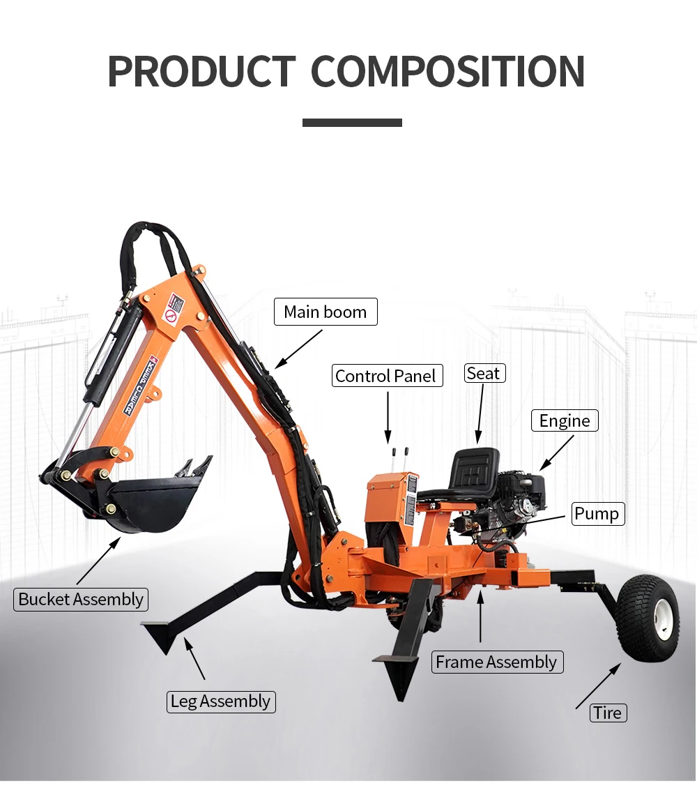 Towable Backhoe 0.5ton - Durable, Low Price, High Performance