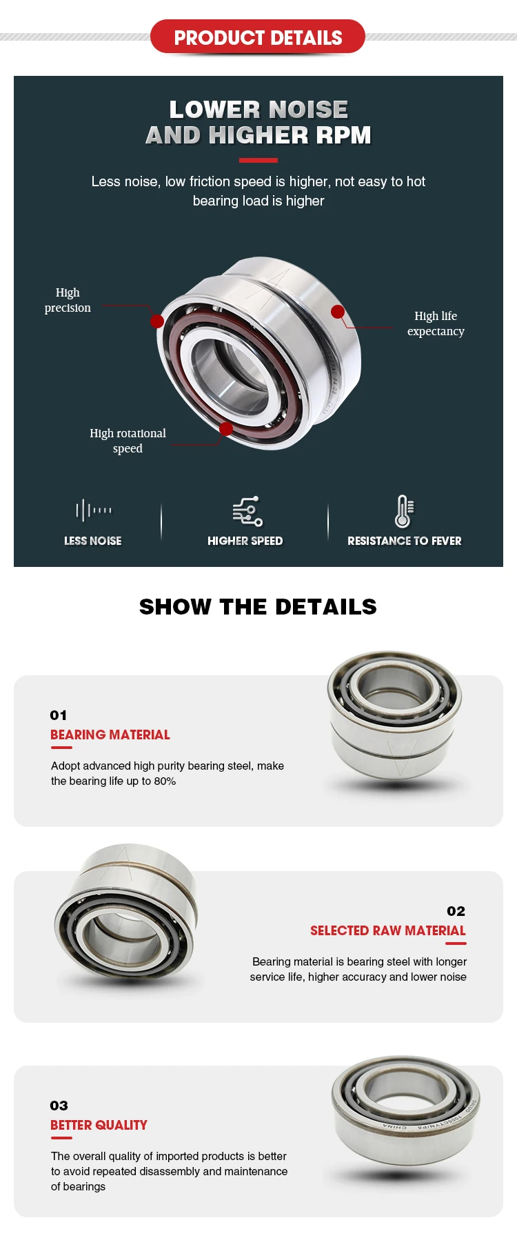 High Precision High Speed Spindle Bearing Angular Contact Ball Bearing ...